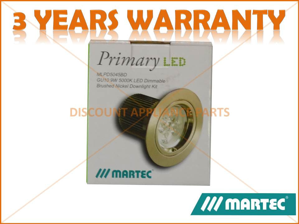 MARTEC PRIMARY 5000K BRUSHED NICKEL DIMMABLE 9W DOWNLIGHT KIT PART # M ...